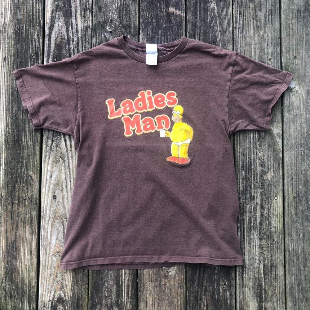 Vintage Simpsons Ladies Man Brown And Red Tee Homer - Gem